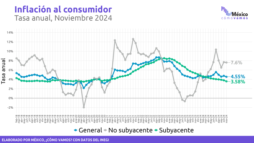 La inflación anual de noviembre de 2024 disminuyó después de un mes al ...